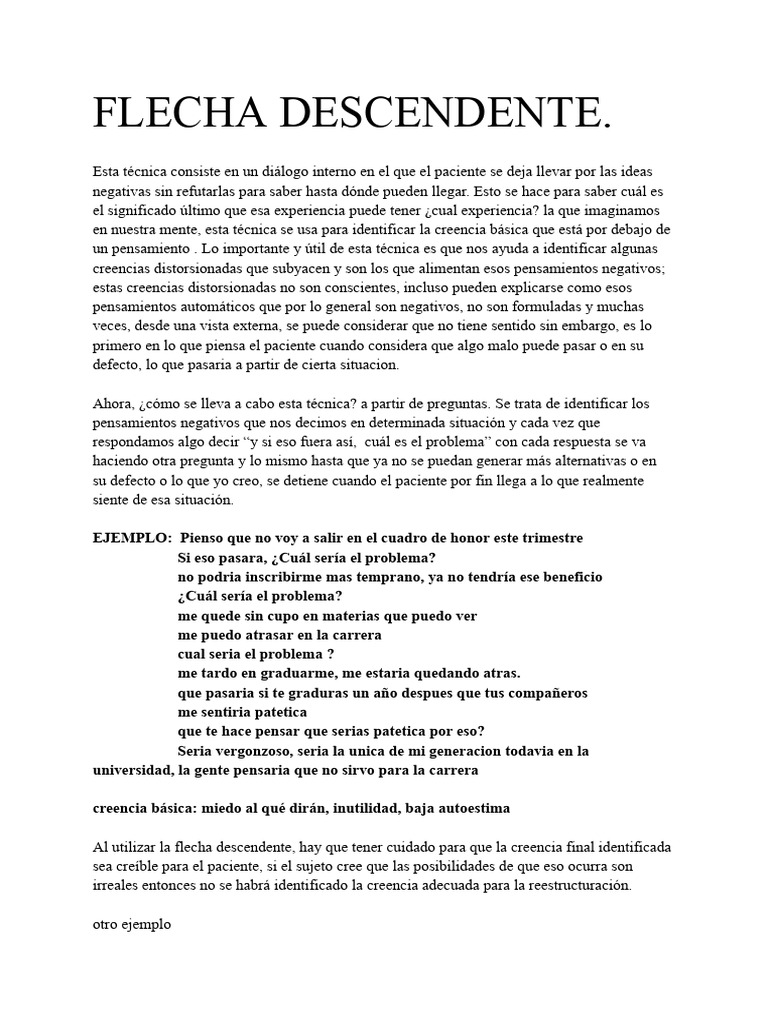 Técnica de Flecha Descendente en Terapia | PDF | Pensamiento | Experiencia