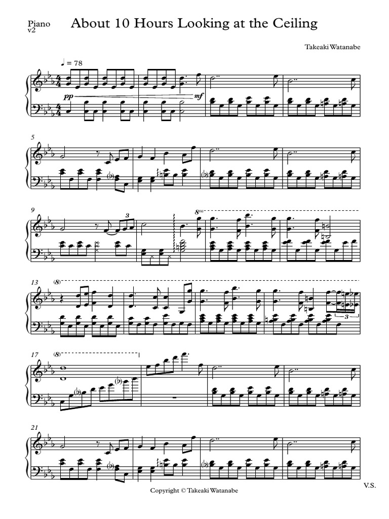 Partition pour piano : "About 10 Hours" | PDF