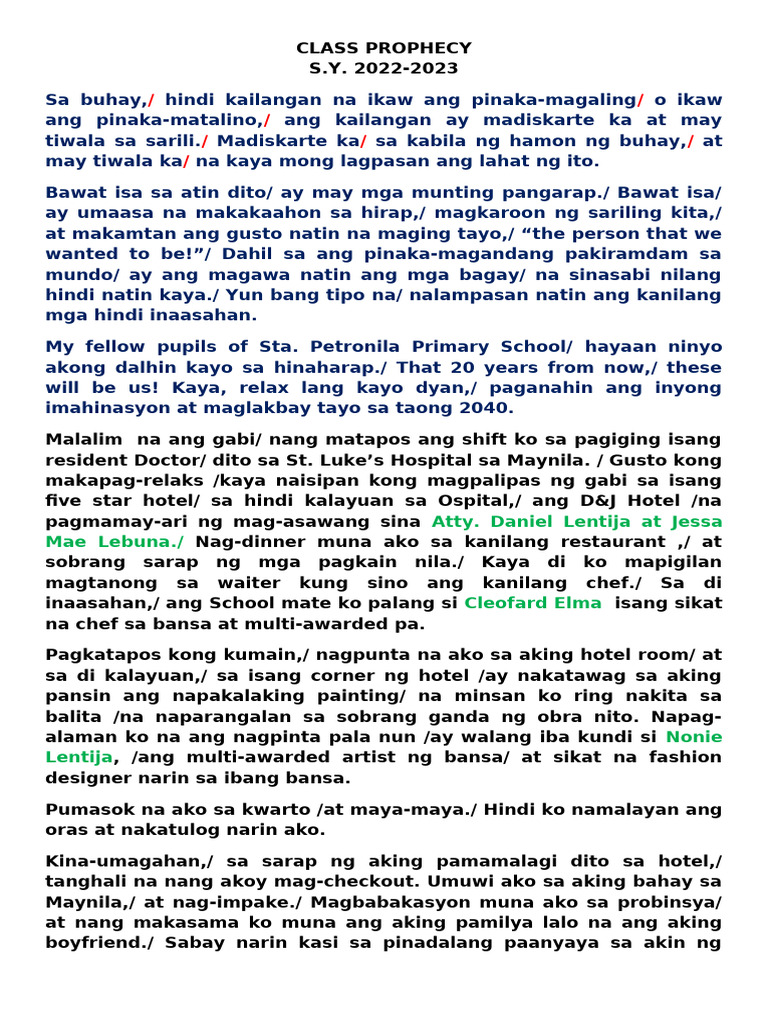 Class Prophecy | PDF