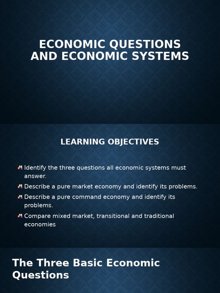 1 Economic Questions and Economic Systems | PDF | Economic System ...