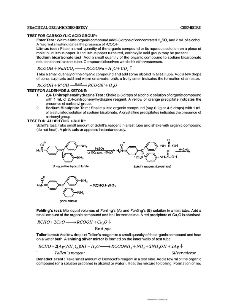 Tests For Organic Compounds | PDF