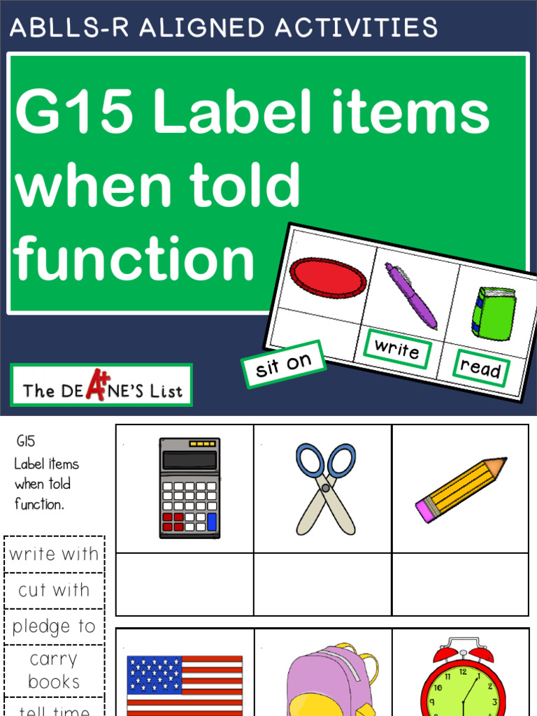 G15 Label Items When Told Function: Ablls-R Aligned Activities | PDF