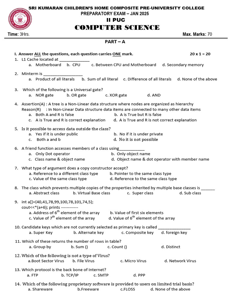 Iipuc-computersciencepreparatoryquestionpaper Dceb3585cee843c99b9f8b93e980d39b 36023 | PDF ...