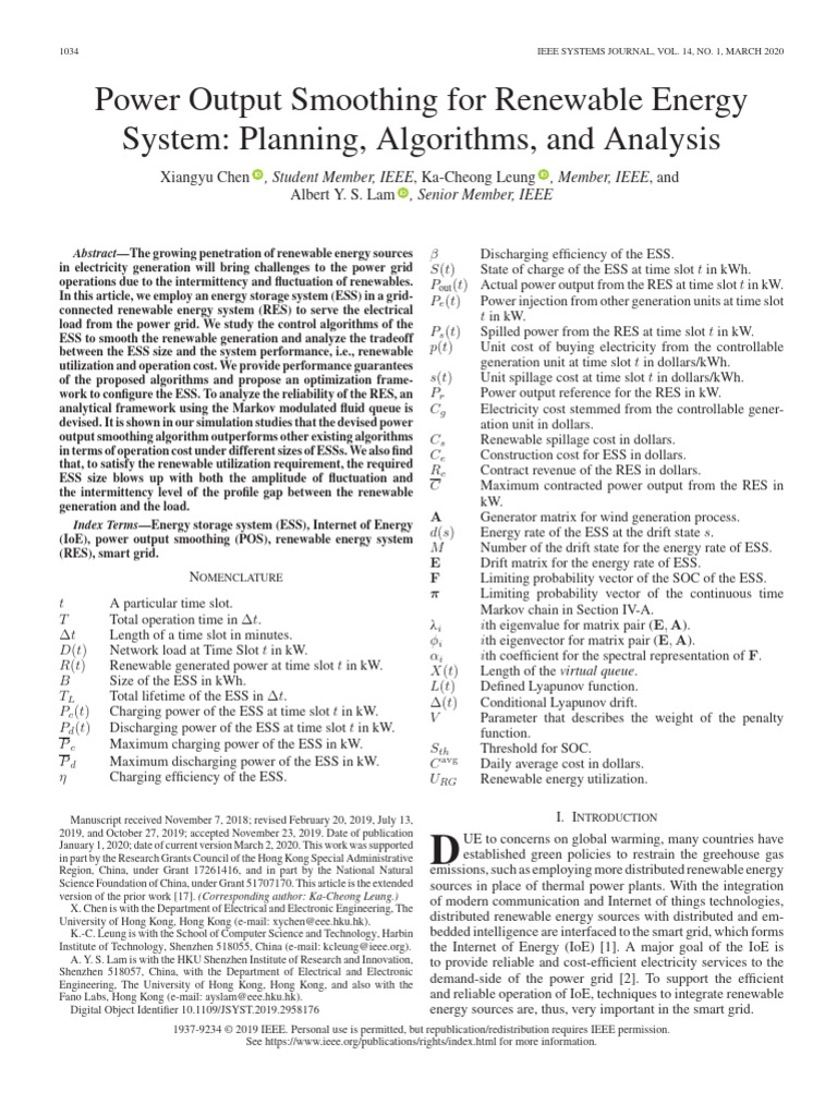 Power Output Smoothing For Renewable Energy | PDF | Mathematical ...