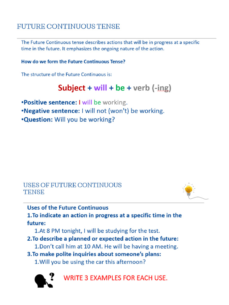 Grammar Future Continuous Pdf