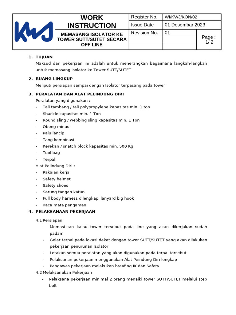 IK KON 02.R1 Memasang Isolator | PDF
