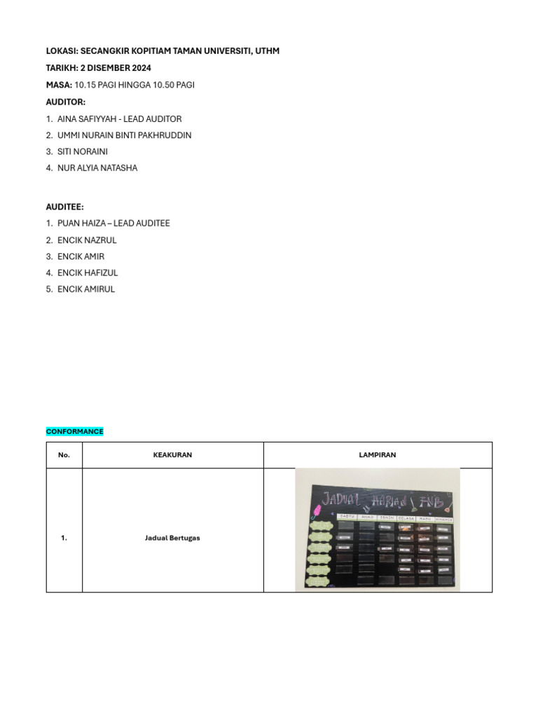 Audit Report Kumpulan C After Closing Meeting Pdf