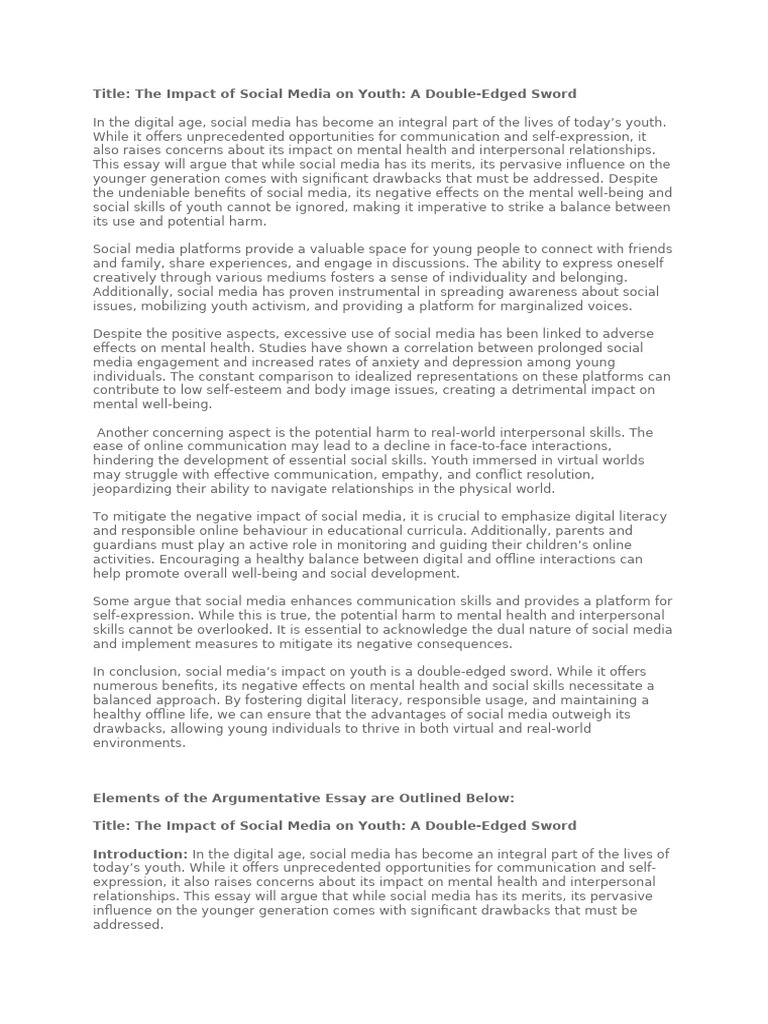 argumentative essay | PDF | Popular Culture & Media Studies | Social Media