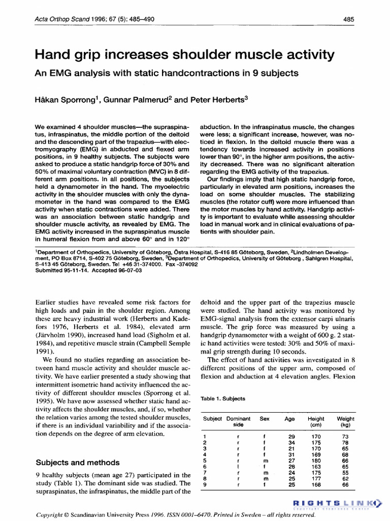 Hand Grip Increases Shoulder Muscle Activity | PDF | Shoulder ...