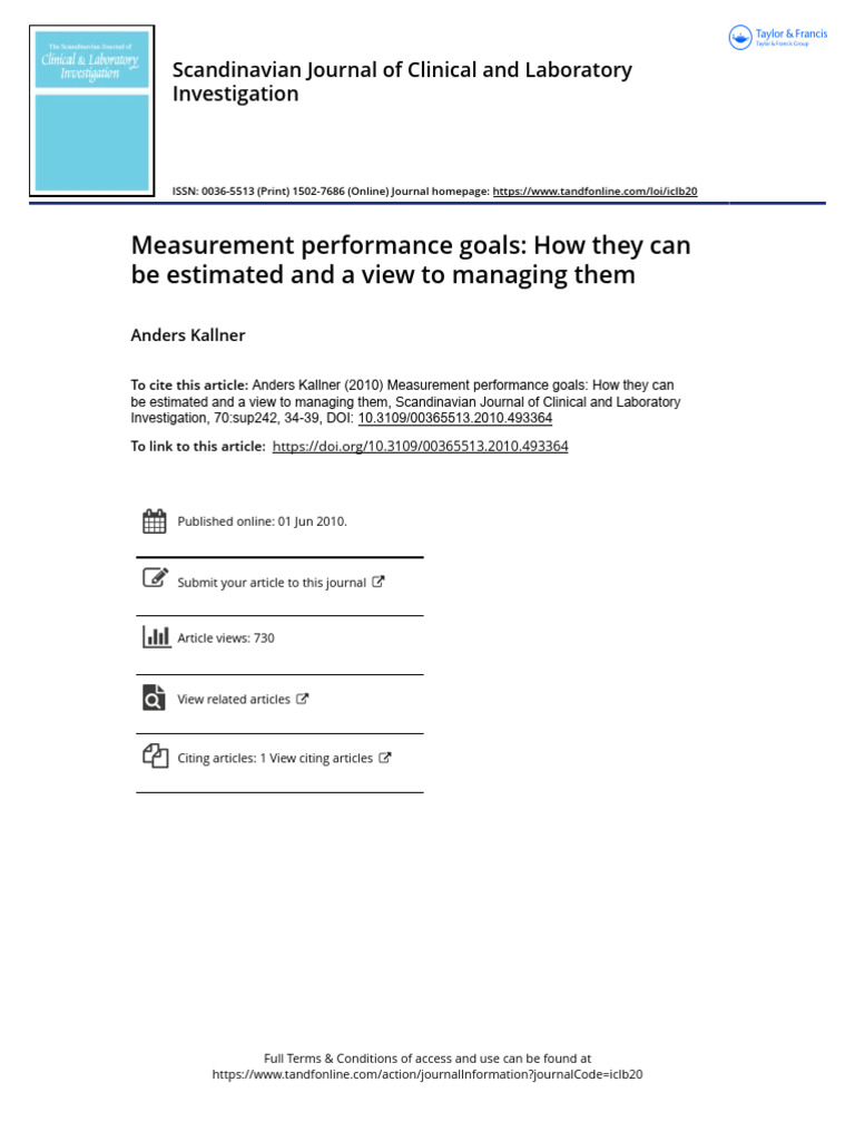 Measurement Performance Goals How They Can Be Estimated and A View To ...