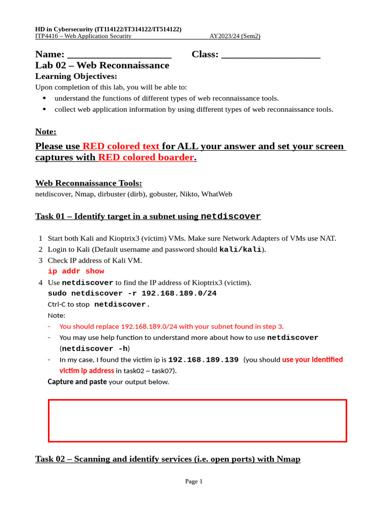 Itp4416 Lab02 Recon Tools v2024 v1 | PDF | World Wide Web | Internet & Web