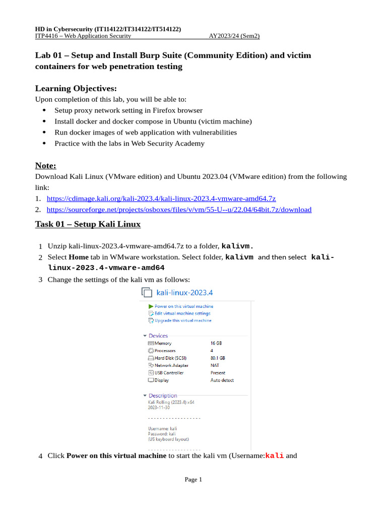 Itp4416 Lab01 Setup v2024 v1 | PDF | Proxy Server | Virtual Machine