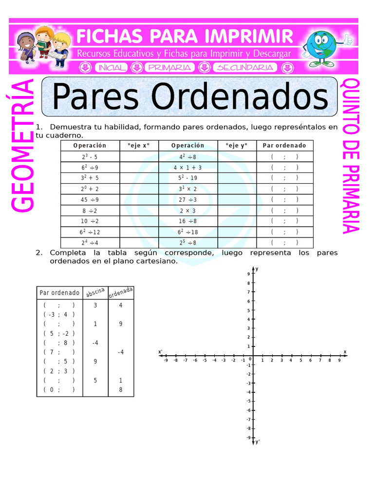 Geometría: Pares Ordenados 5º Primaria | PDF | Geometría | Geometría ...