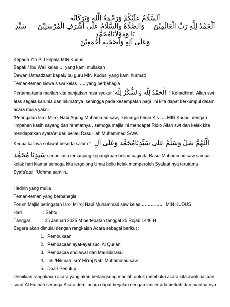 Peringatan Isro' Mi'roj di MIN Kudus | PDF