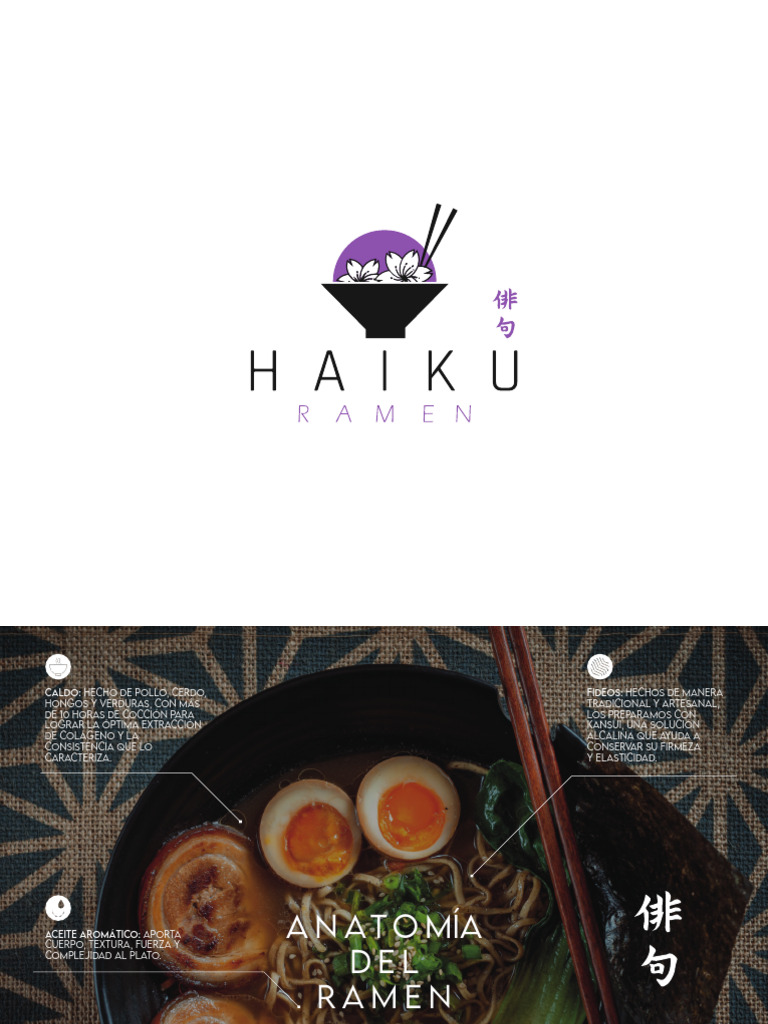 Menú de Haiku Ramen y Fideos Japoneses | PDF | Ramen | Caldo