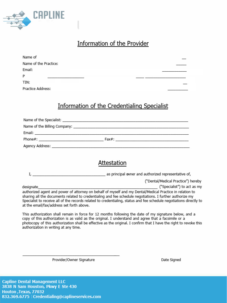 Sample Authorization Form - Credentialing 02 | PDF | Office Work