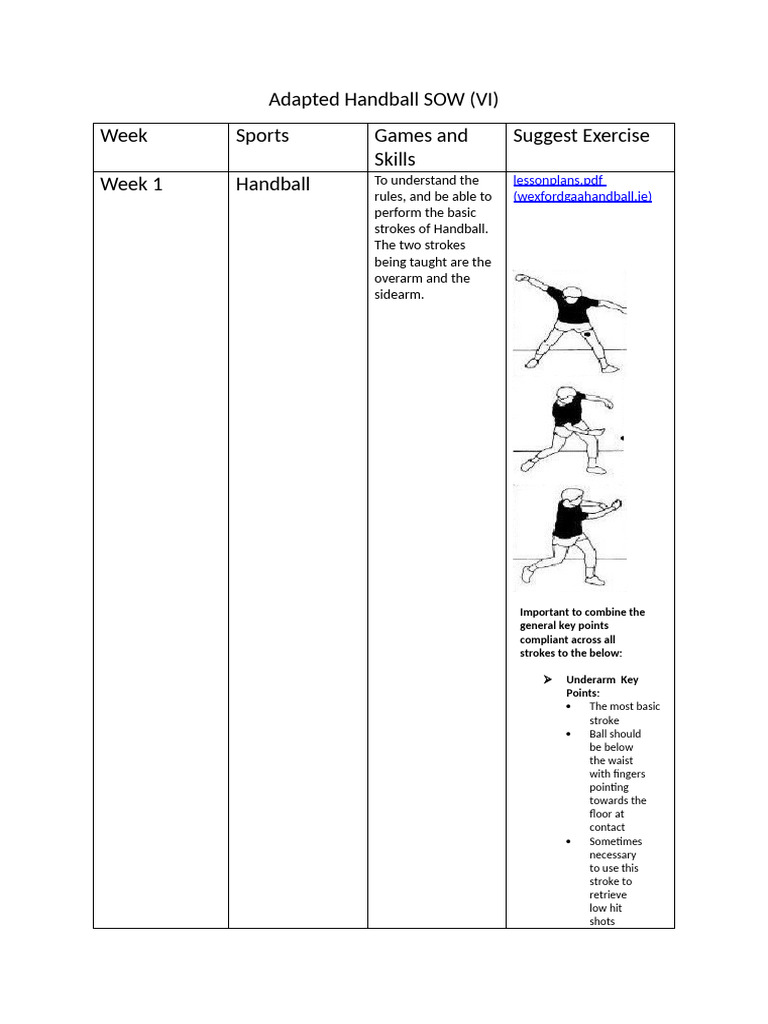 Adapted Handball SOW VI Term 3 | PDF | Team Sports | Sports