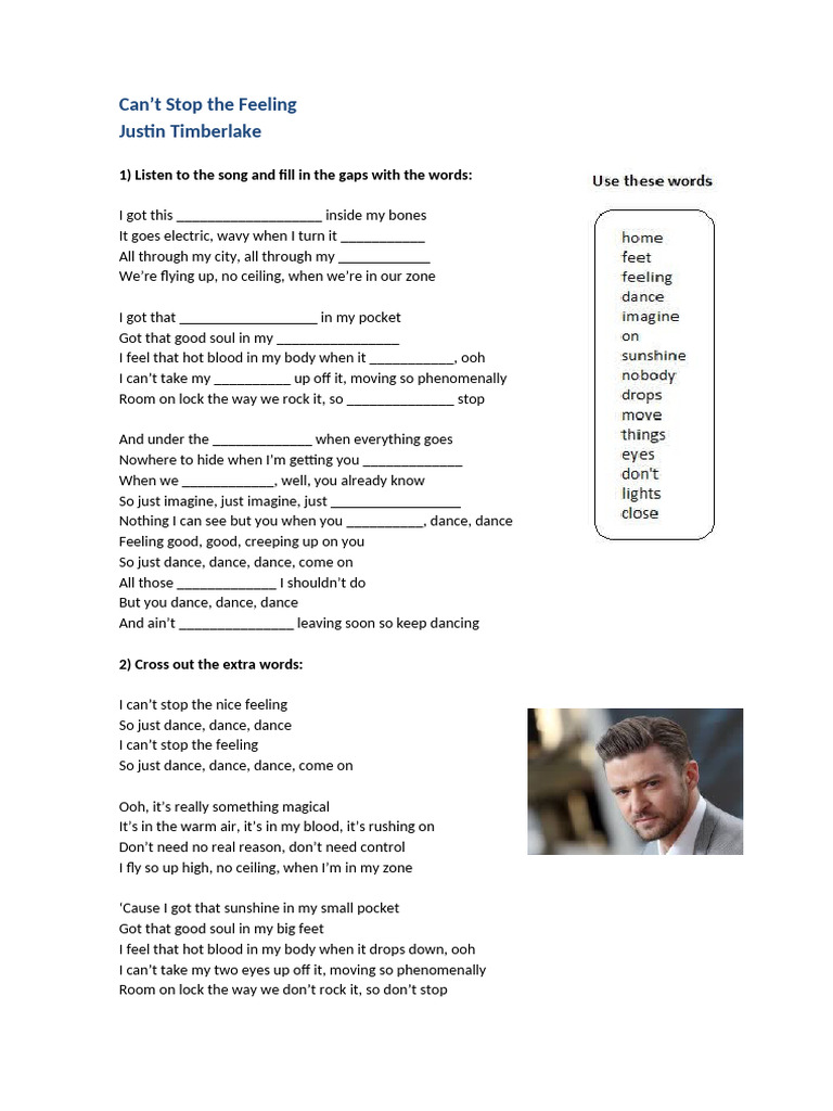 Cant Stop The Feeling Justin Timberlake - 101916 | PDF