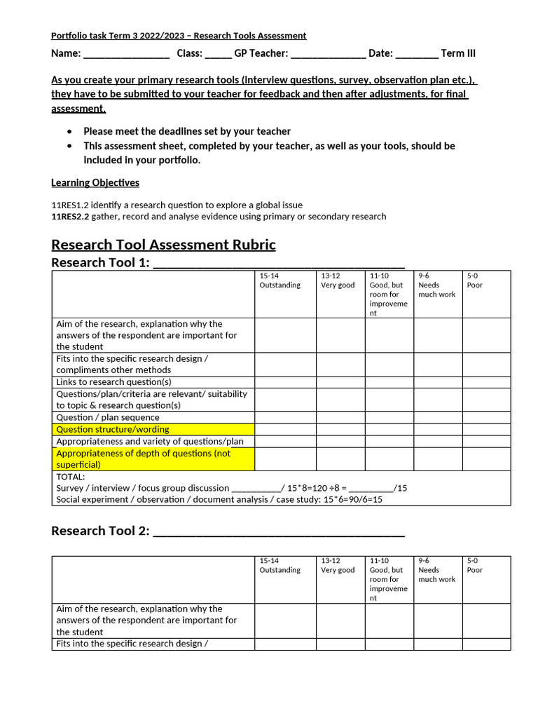 Research Tools Assessment | PDF | Focus Group | Science