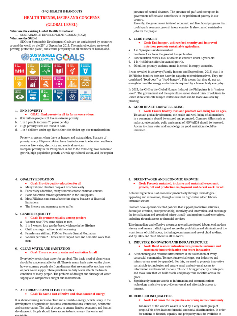 Health, Trends, Issues and Concerns Global Level SDG | PDF | Poverty | Poverty & Homelessness