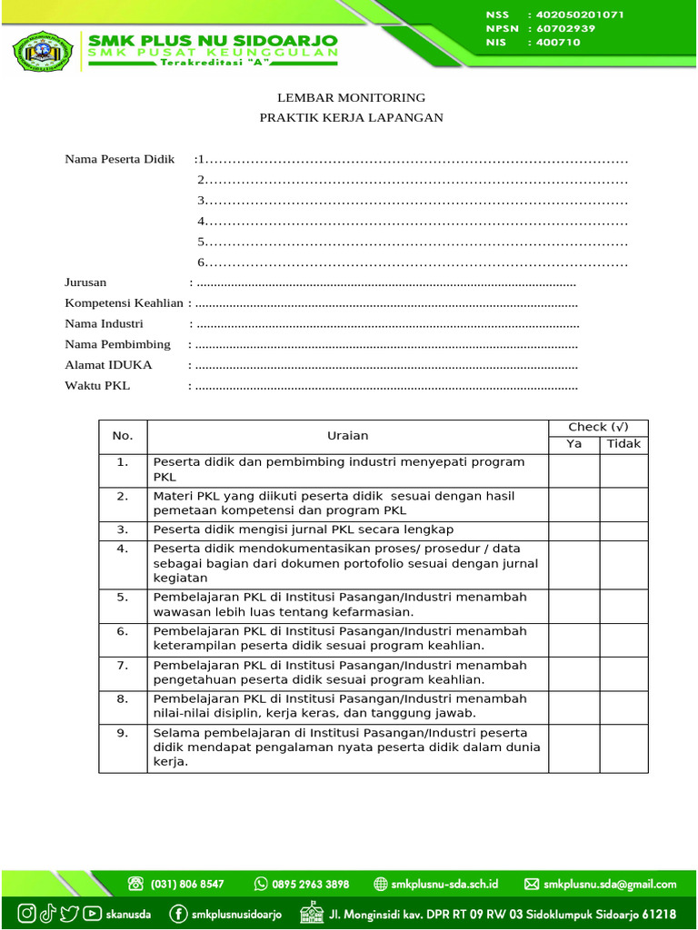Lembar Supervisi - 2025 | PDF