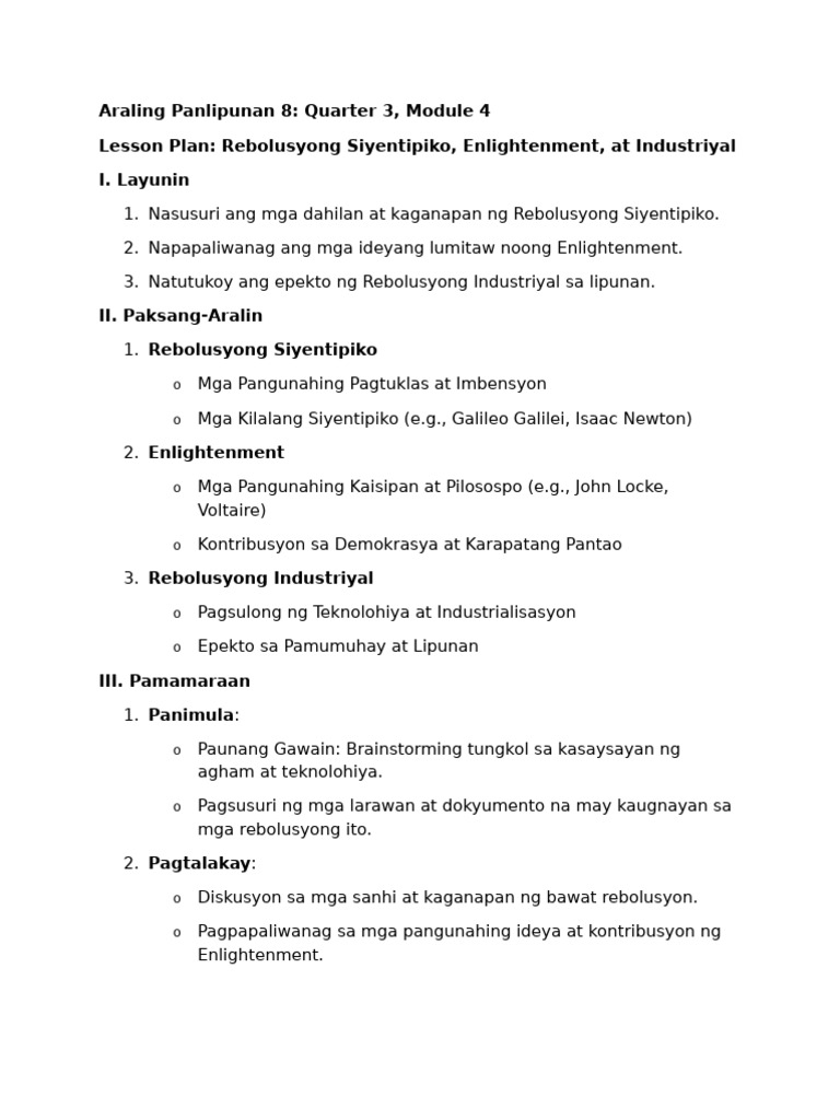 Lesson Plan Arpan 8 Week 4 Q3 | PDF