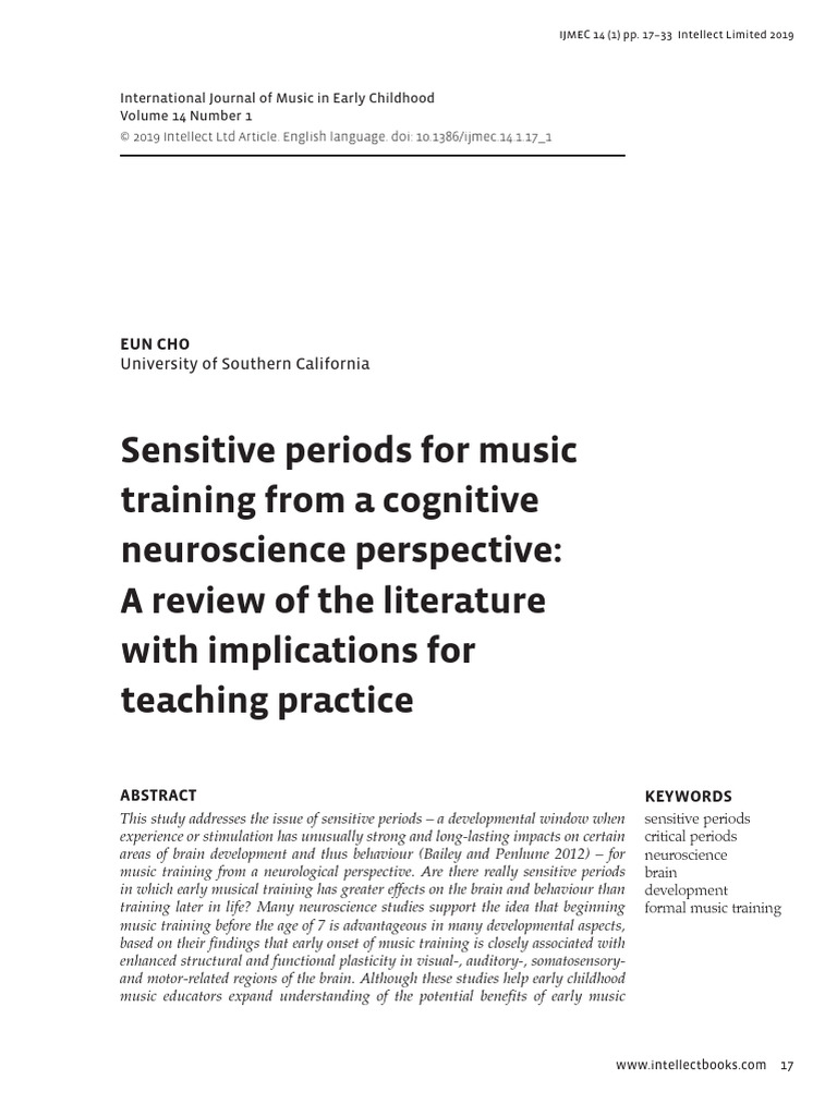 Sensitive Periods For Music Training From A Cognitive Neuroscience ...
