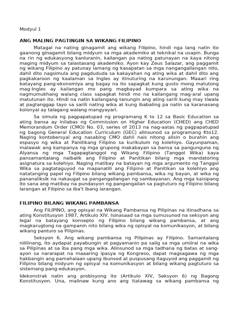 FILDIS Modyul 1. | PDF