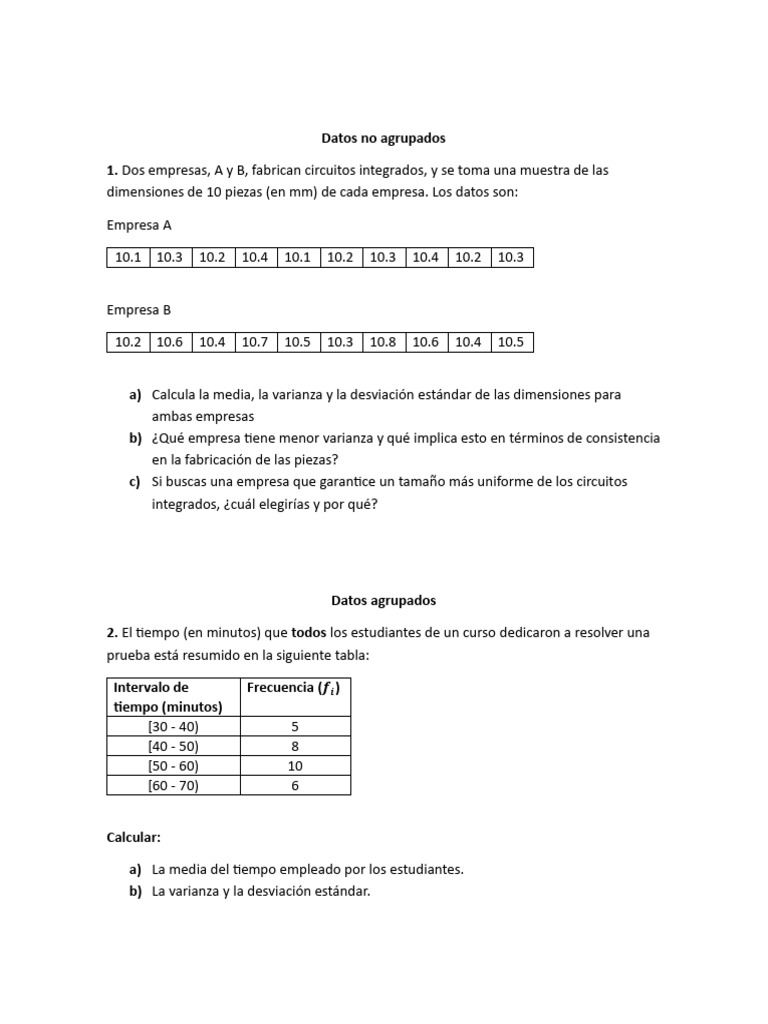 Varianza y Desviación Estándar | PDF