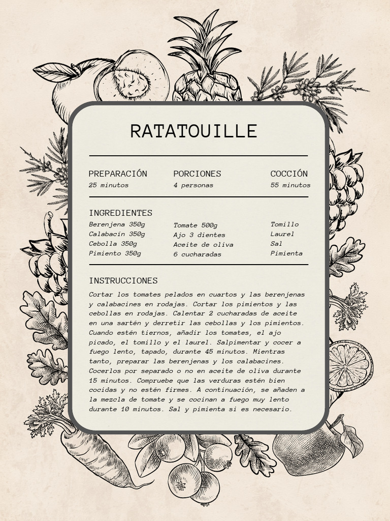 Receta de Ratatouille Fácil y Rápida | PDF