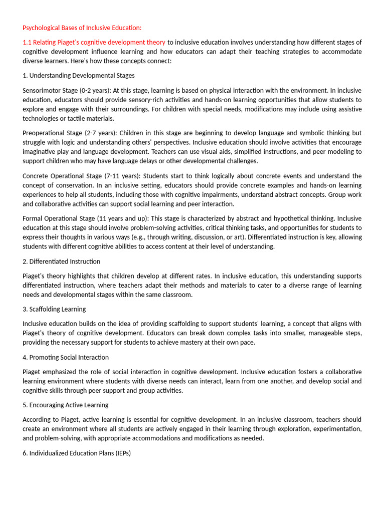 Psychological Bases of Inclusive Education | PDF | Inclusion (Education) | Learning