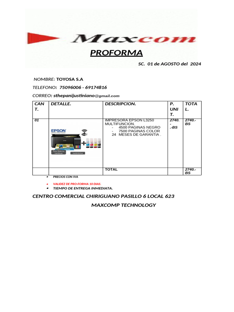 Proforma Maxcomp1-1 | PDF