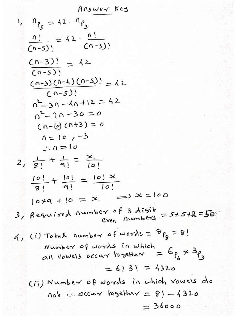 Permutations Key | PDF