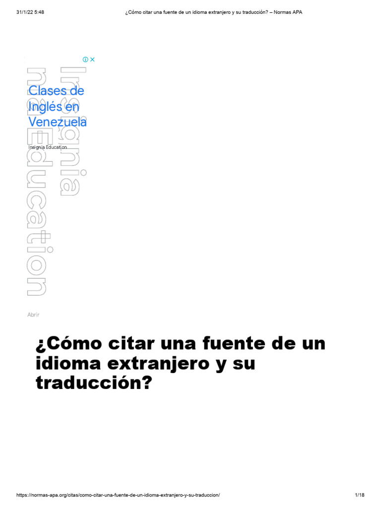 Citar fuentes extranjeras en APA | PDF | Traducciones | Estilo apa