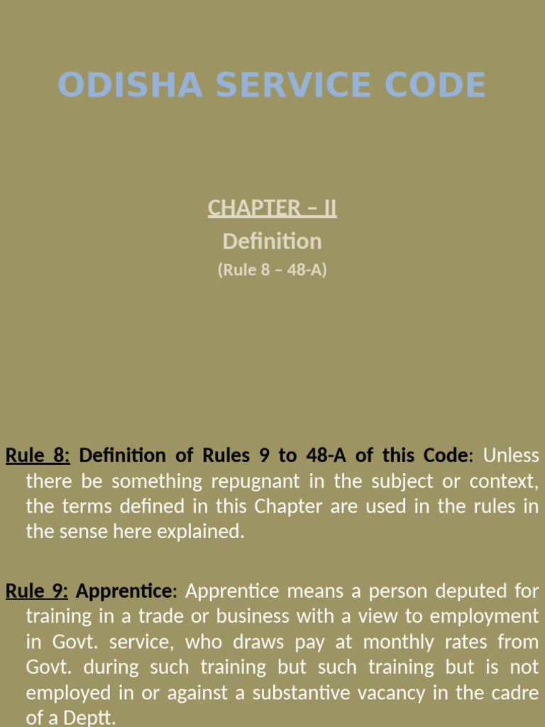 Odisha Service Code Definitions Overview | PDF | Government