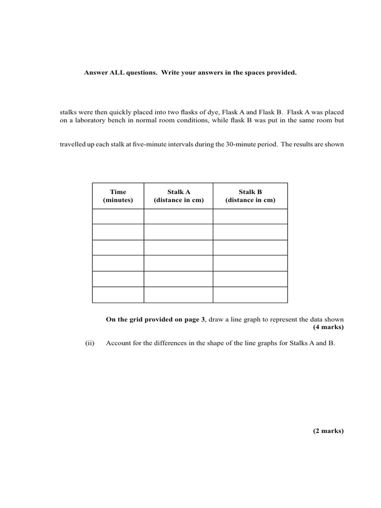 Transpiration and Oxygen - Bio Past Paper | PDF | Photosynthesis | Leaf