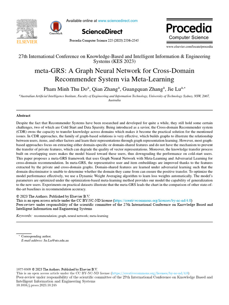 meta GRS A Graph Neural Network for Cross-Domain Recommender System via Meta-Learning | PDF ...