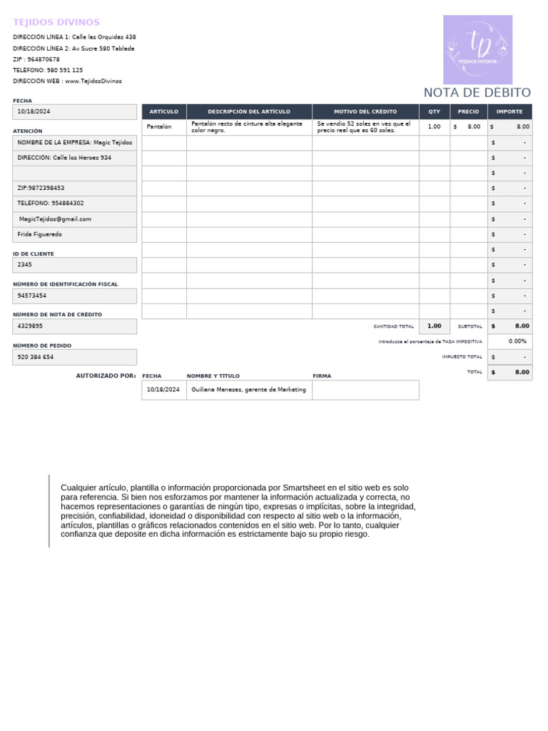 IC Blank Credit Note Template 27071 - ES | PDF