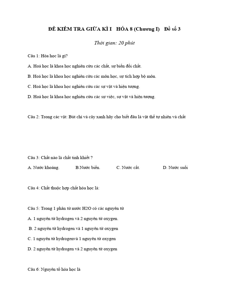 ĐỀ KIỂM TRA HKI - số 3 | PDF