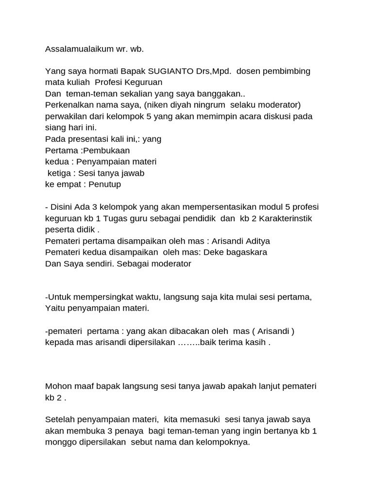 TEKS PEMBUKAAN MODERATOR | PDF