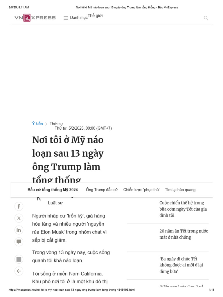 Nơi tôi ở Mỹ náo loạn sau 13 ngày ông Trump làm tổng thống | PDF
