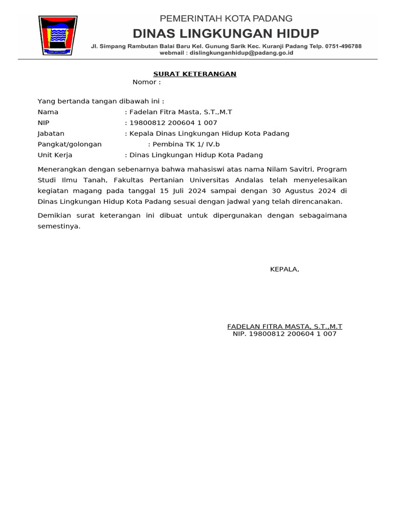 Surat Selesai Magang | PDF