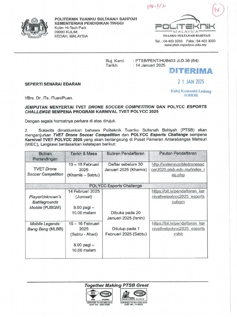 JEMPUTAN-MENYERTAI-TVET-DRONE-SOCCER-COMPETITION-DAN-POLYCC-ESPORTS-CHALLENGE-SEMPENA-PROGRAM ...