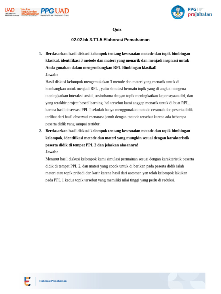 Elaborasi Pemahaman | PDF