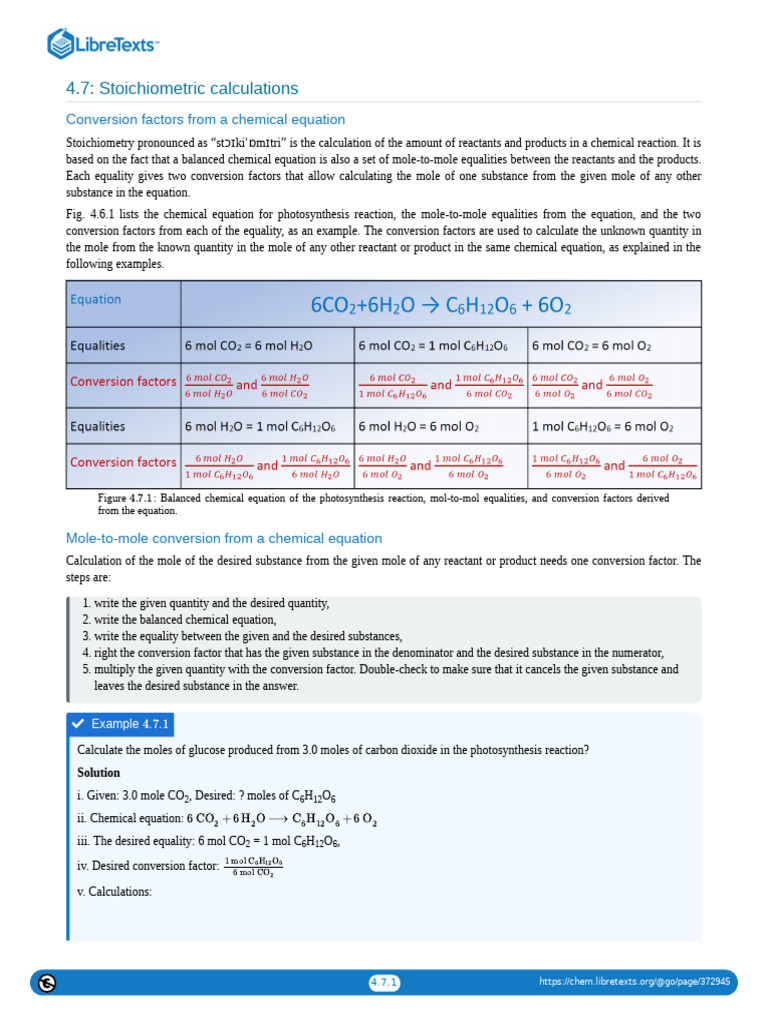 4.07 Stoichiometric Calculations | PDF | Stoichiometry | Mole (Unit)