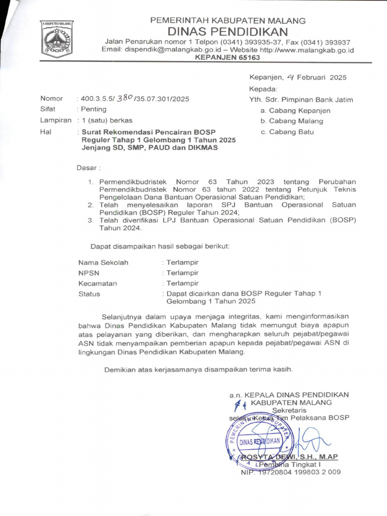 Surat Rekomendasi Pencairan BOSP Tahap 1 Gel 1 Tahun 2025-Pages-Pages | PDF