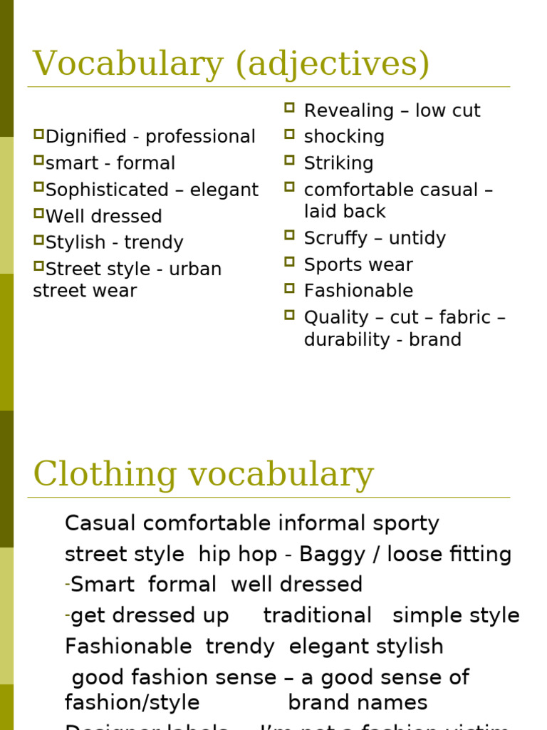 2. Clothes and Appearance | PDF