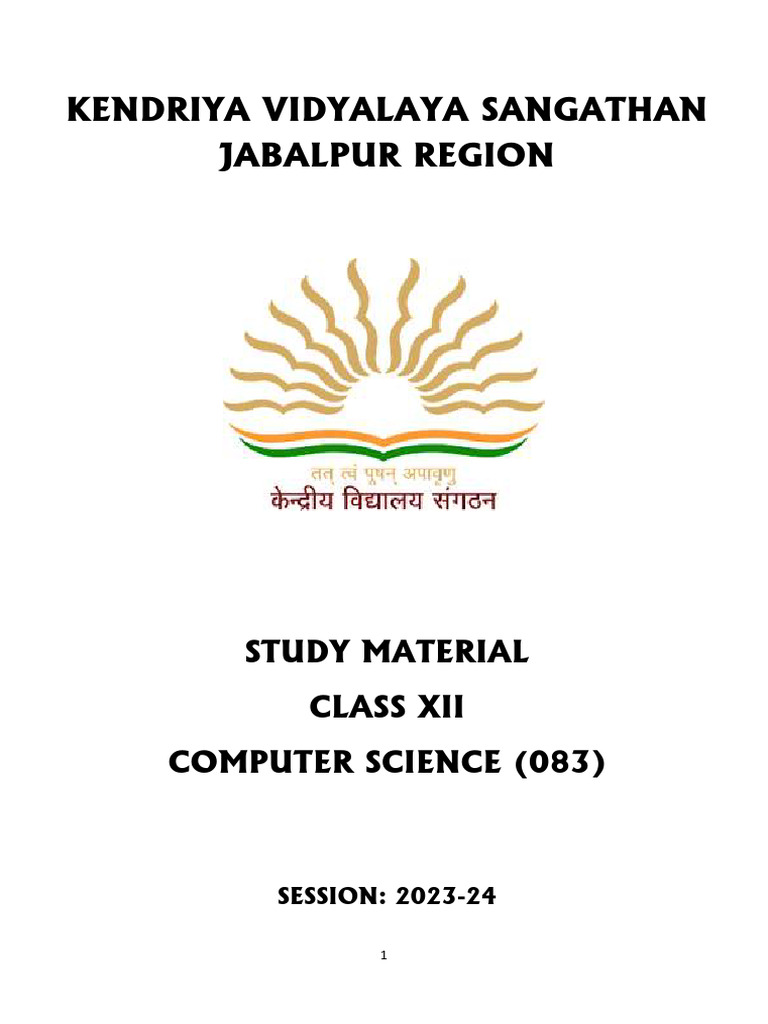 Study Material XII CS 2023-24 | PDF | Parameter (Computer Programming) | Computer Network