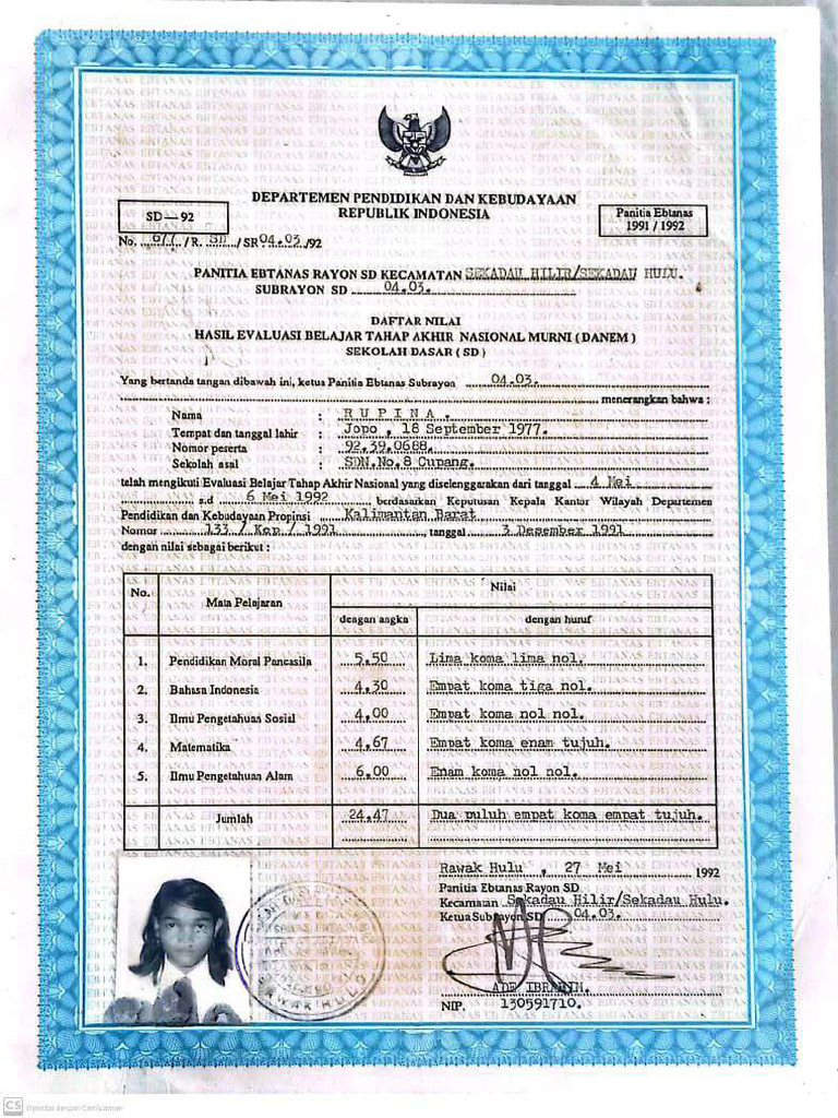 TRANSKRIP NILAI RUPINA WATI | PDF