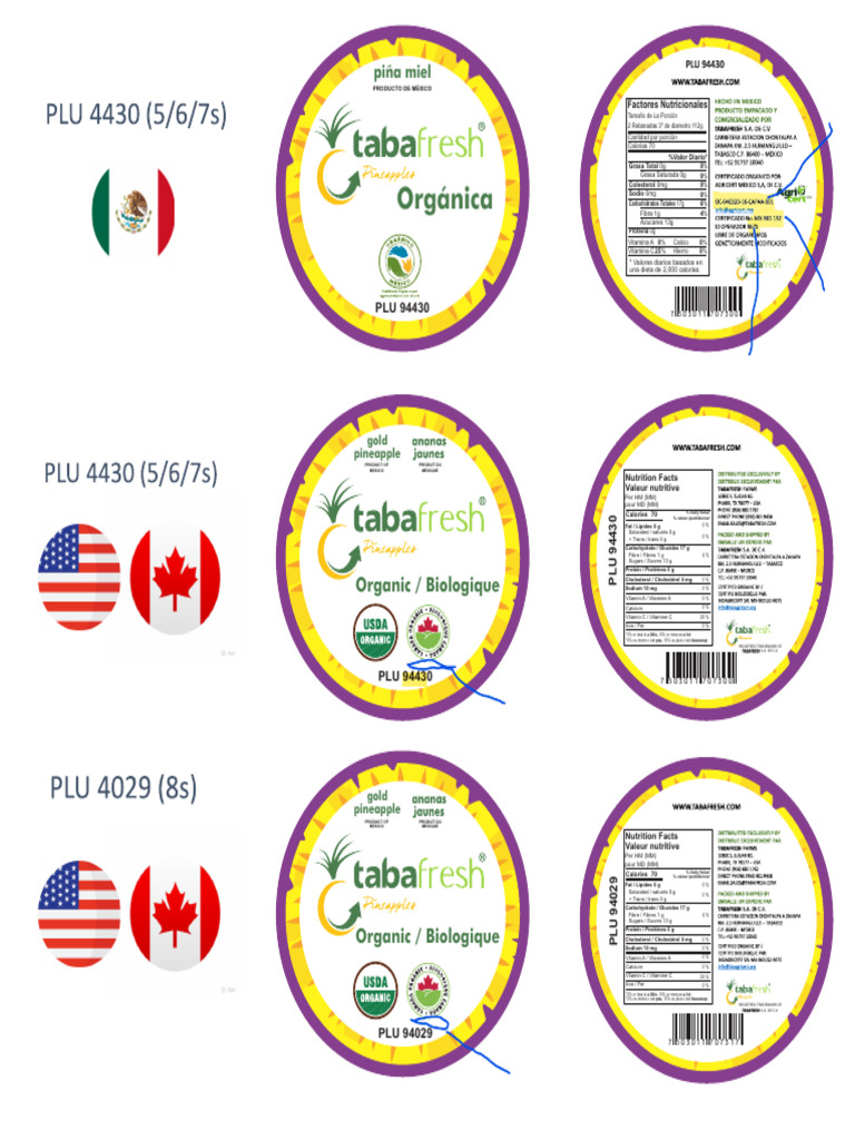 Etiquetas Tabafresh Organic 2024 Correcciones | PDF | Nutrición humana ...